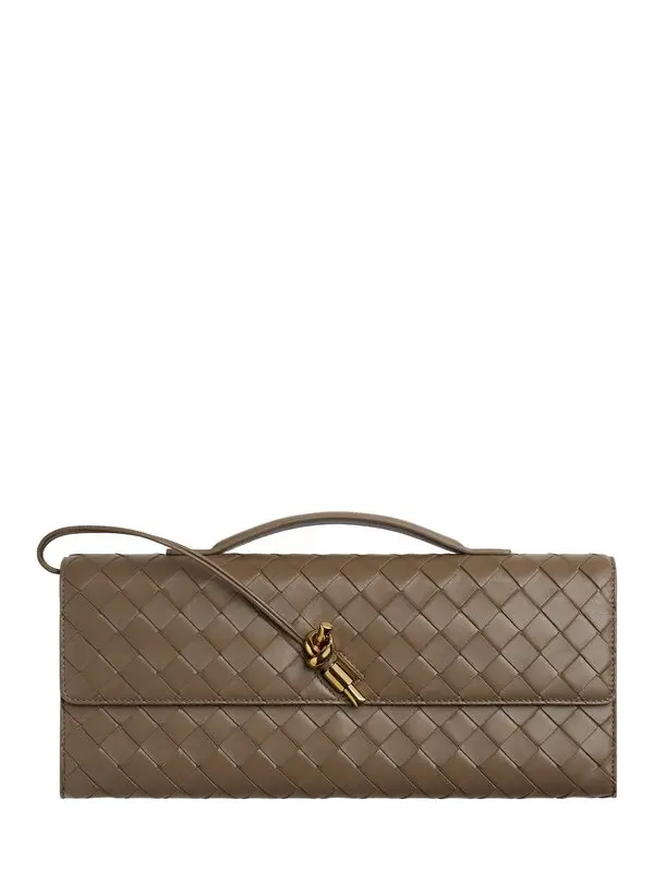 Bottega Veneta Intrecciato Leather Andiamo Clutch - Pinecone