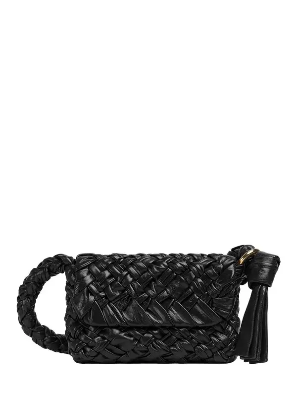 BOTTEGA  VENETA Small Kalimero Citt Foulard Intreccio Leather Cross-body Bag - Black