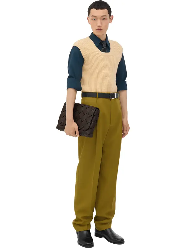 Bottega Veneta Grain De Poudre Wool Trousers - Limonite