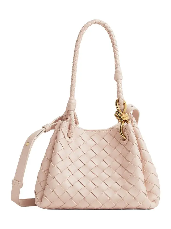 BOTTEGA  VENETA Intrecciato Leather Shoulder Bag - Cameo