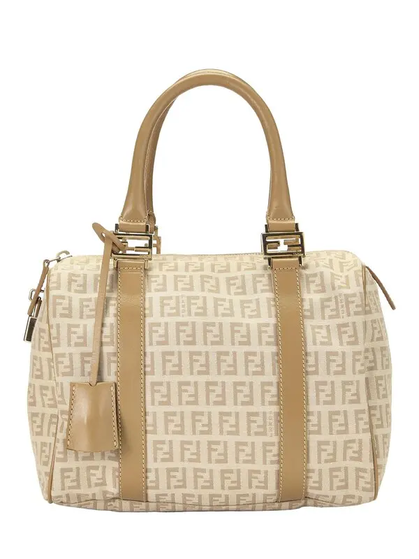 Fendi Zucchino Boston Bag - Beige