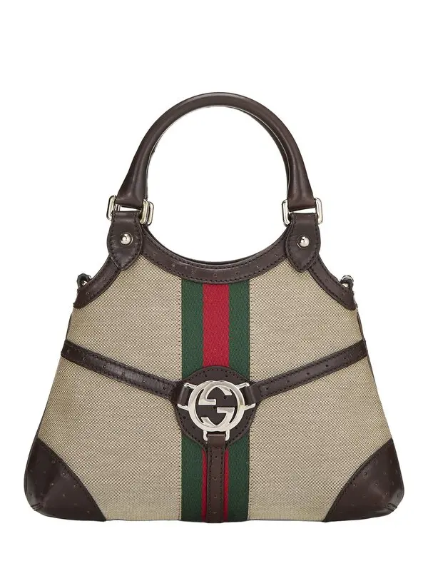 Gucci Canvas Web Reins Handbag - Brown