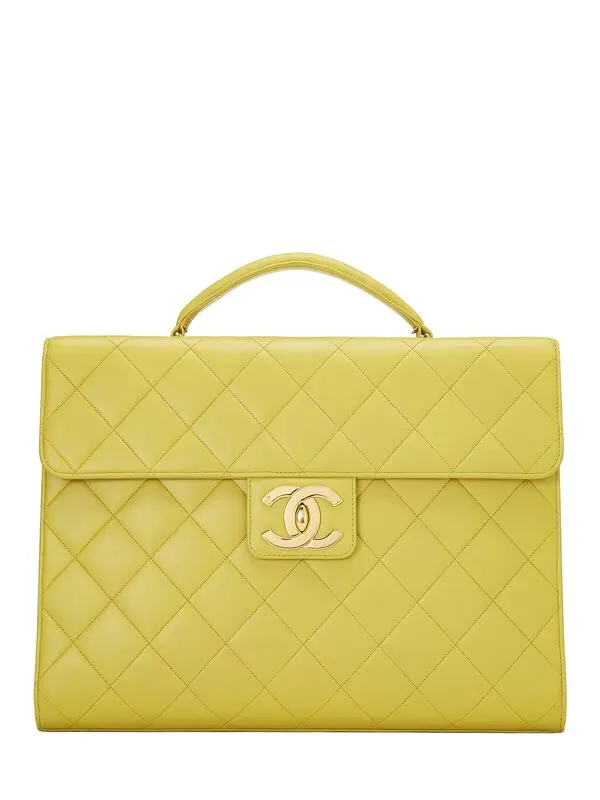 Chanel Quilted Lambskin Briefcase - Yellow