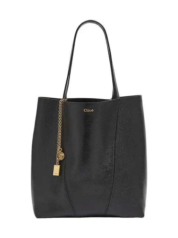 Chloé Spin Medium Leather Tote Bag - Black
