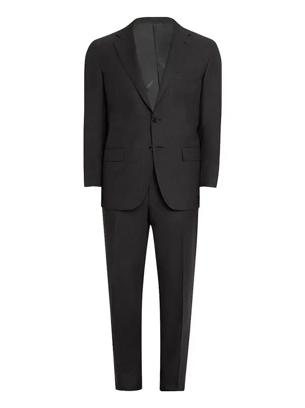 Kiton Solid Wool-silk Suit - Gry