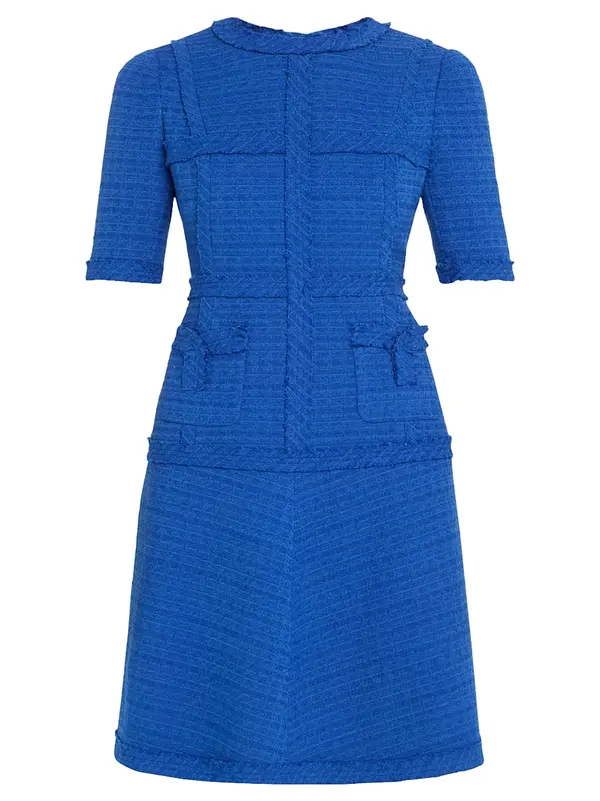 Rickie Freeman For Teri Jon A-line Tweed Dress - Cobalt