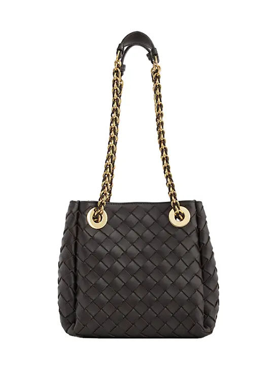 Bottega Veneta Mini Intrecciato Leather Shoulder Bag - Fondant-m Brass