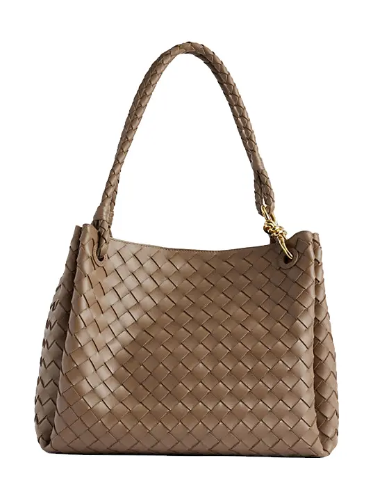 Bottega Veneta Parachute Large Leather Shoulder Bag - Pinecone-m Brass