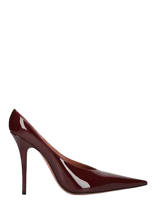 Amina Muaddi Anok Mule 105 Leather Heels - Wine