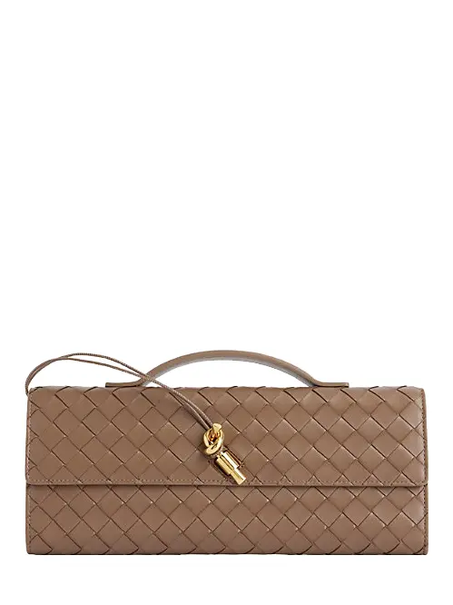 Bottega Veneta Andiamo Leather Clutch - Pinecone-m Brass
