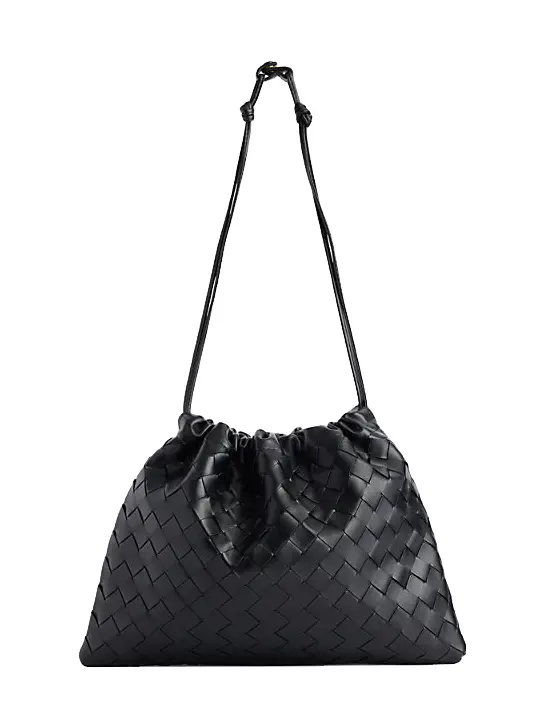 Bottega Veneta Leather Shoulder Bag - Black-gold