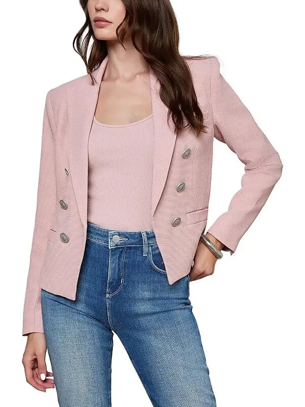 L'Agence Brooke Double Breasted Blazer - Pale Rose