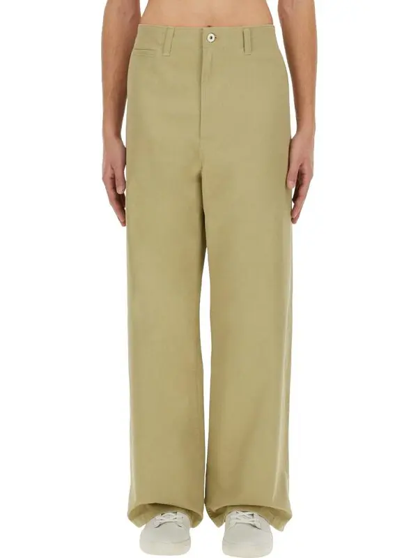 Burberry Straight Leg Cotton Pants - Beige