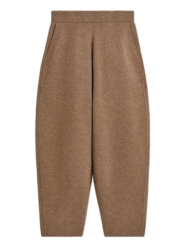Cos Merino Wool Barrel-leg Trousers - Brown