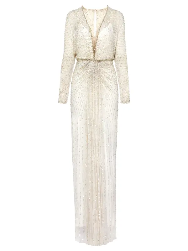 Jenny Packham Nina Embellished Maxi Dress - Neutrals