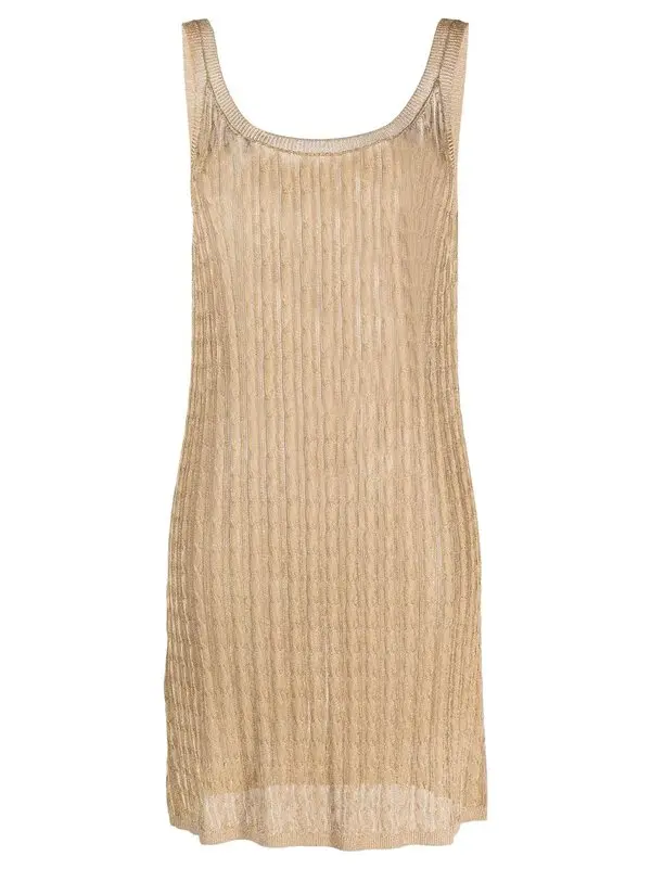 Prada Knitted Sleeveless Midi Dress - Gold