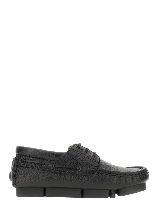 Fendi Leather Lace-up Loafers - Black