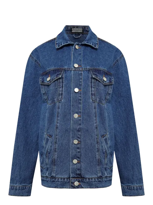 AMAPO Single-breasted Denim Jacket - Blue