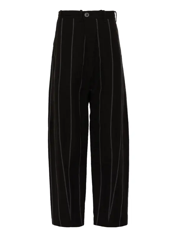 JAN JAN VAN ESSCHE Stripped Trousers - Black