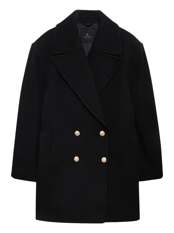 ANINE BING Glenn Pea Coat - Black