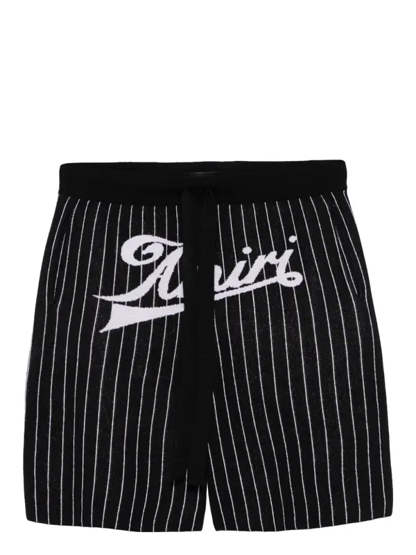 Amiri Pinstriped Wool Shorts - Black