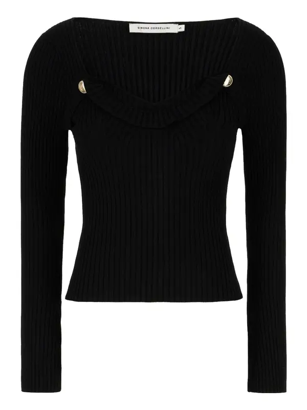 SIMONA CORSELLINI Wide-neck Top - Black