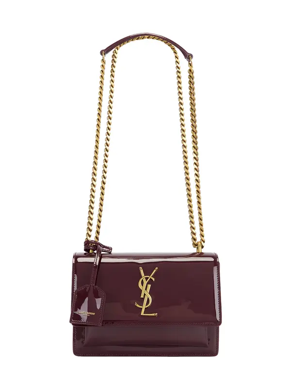 Saint Laurent Small Sunset Chain Bag - Red Wine