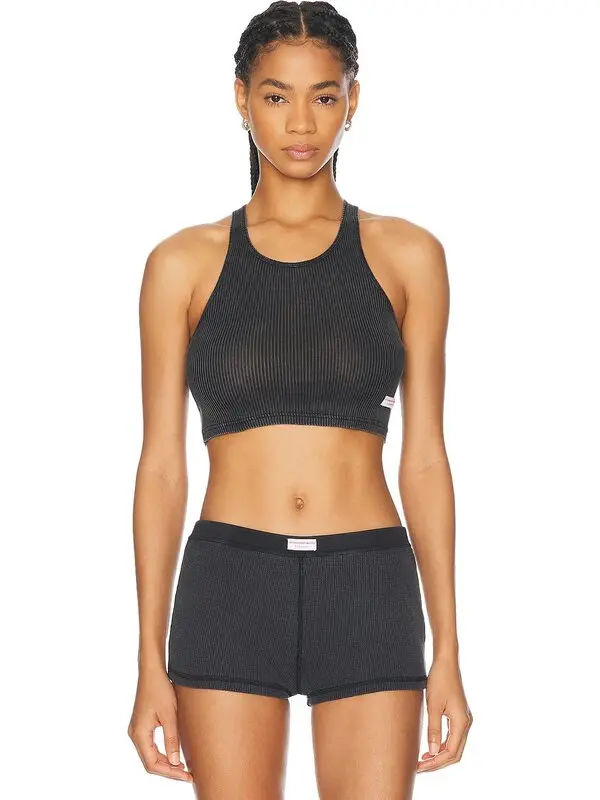 Alexander Wang Cropped Classic Racer Tank Top - Washed Black