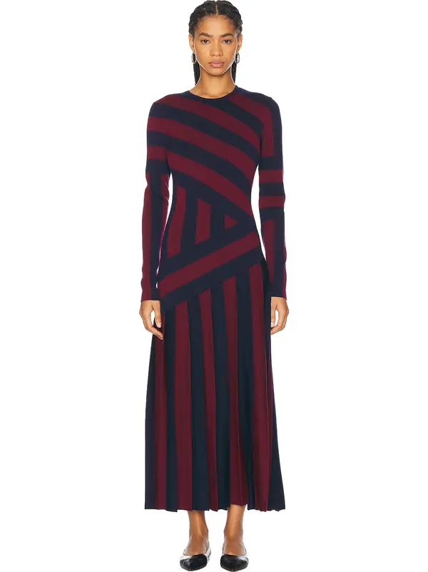 Gabriela Hearst Seema Knit Dress - Dark Navy & Bordeaux