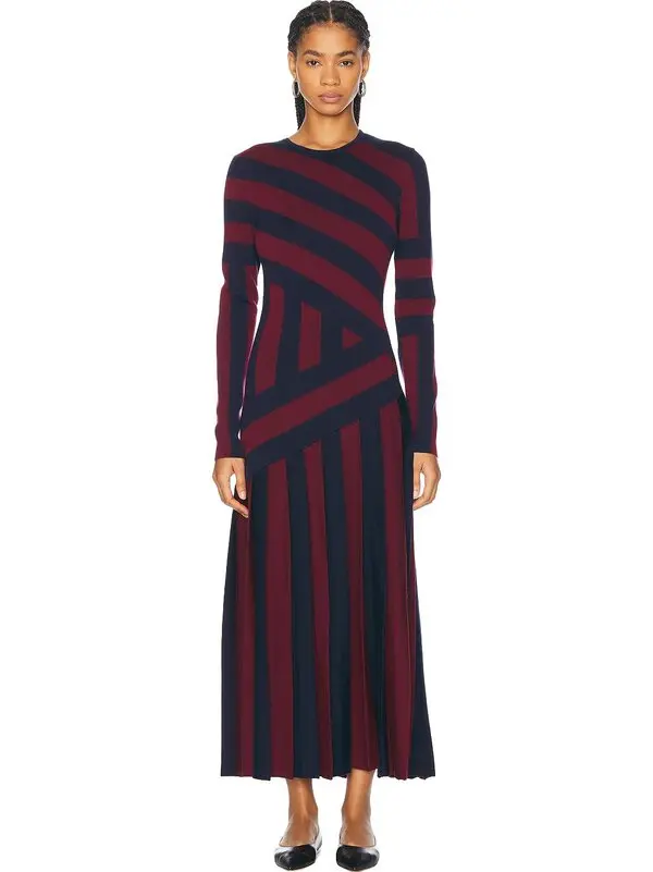 Gabriela Hearst Seema Knit Dress - Dark Navy & Bordeaux