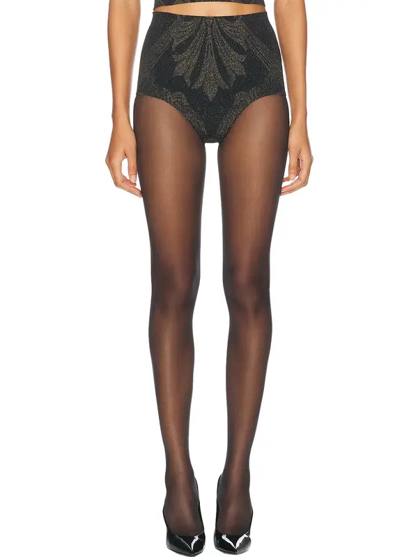 Wolford X Etro Metallic Jacquard Shorts - Black & Gold