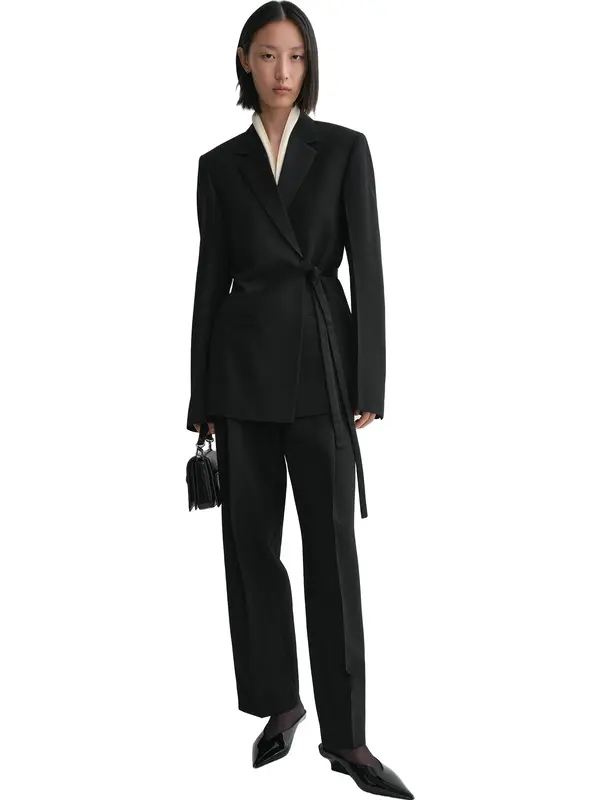 TOTEME Satin-lapel Wrap Blazer - Black