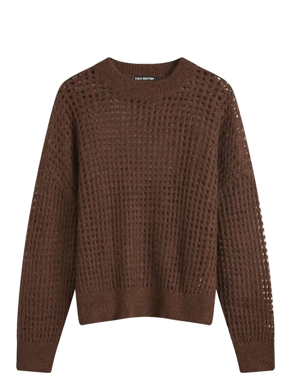 COLE BUXTON Open Weave Knitted Jumper - Brown