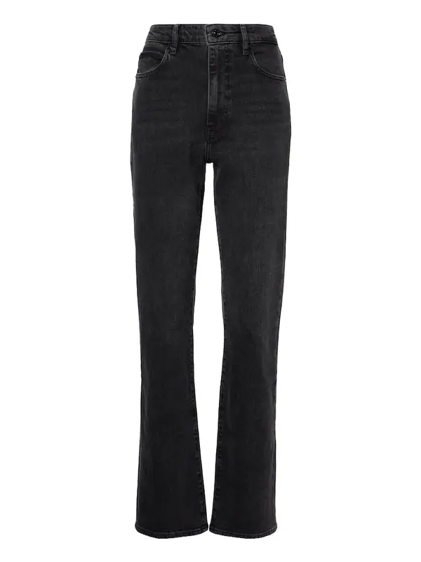 FRAME Ruler High-rise Straight-leg Jeans - Black