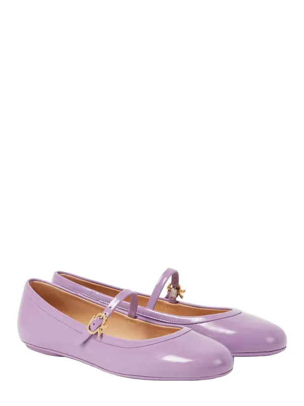 GIANVITO ROSSI Carla Patent Leather Mary Jane Flats - Purple