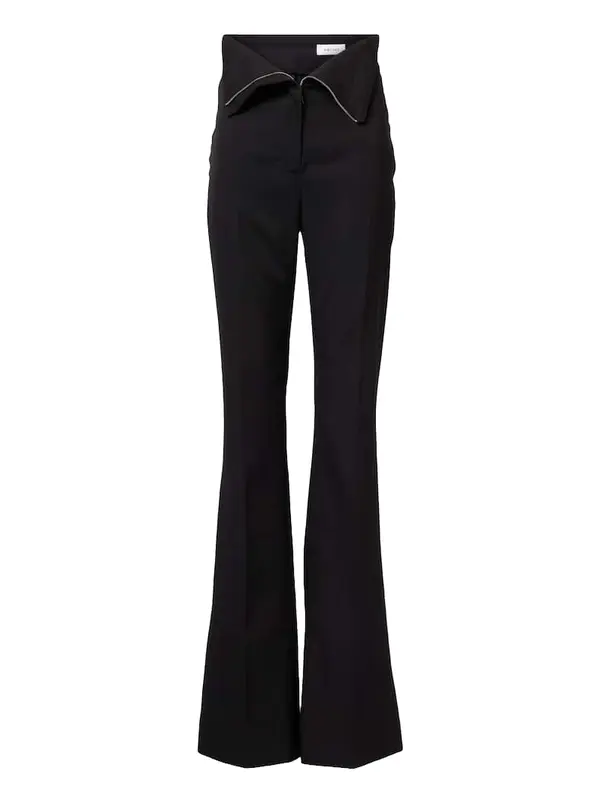 Alexander McQueen High-rise Flared Wool Pants - Black