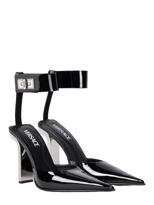 Versace Patent Leather Slingback Pumps - Black