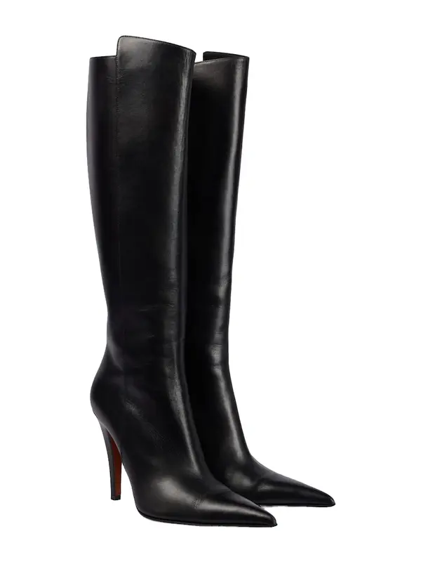 Alexander McQueen Birdee Leather Knee-high Boots - Black