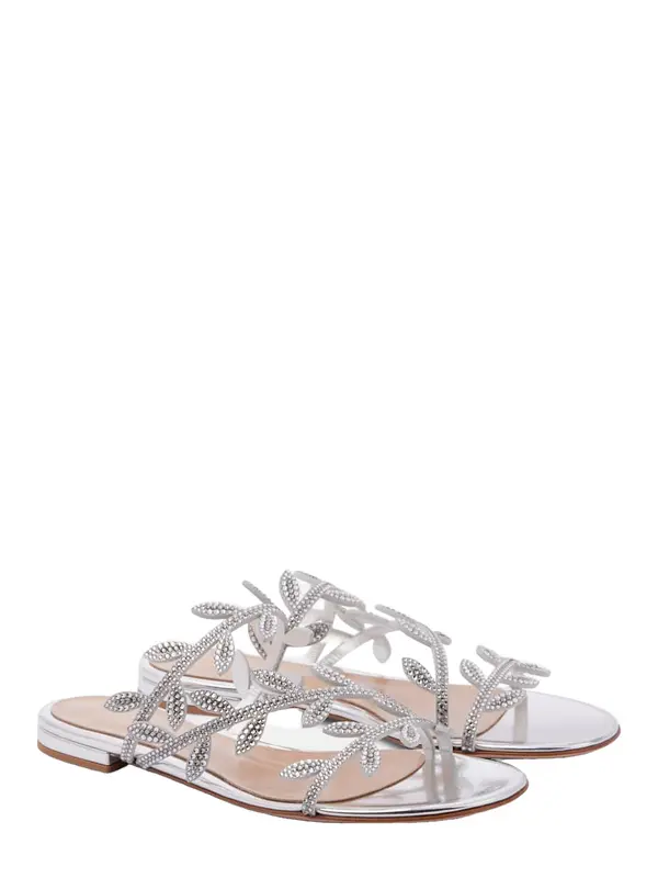 GIANVITO ROSSI Flavia Embellished Sandals - Silver