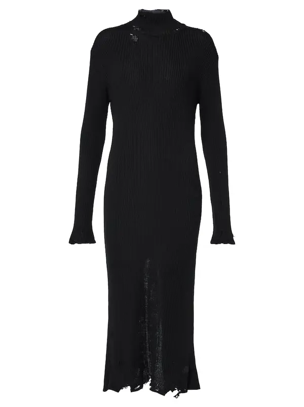 Balenciaga Wool-blend Midi Dress - Black