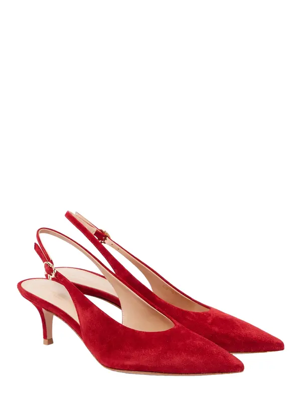GIANVITO ROSSI Robbie Suede Slingback Pumps - Red