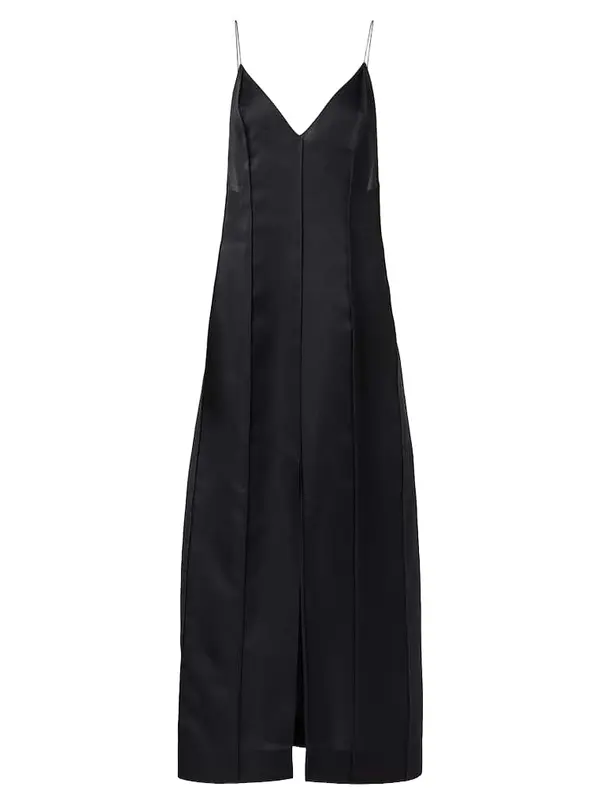 Khaite Tully Silk Gazar Slip Dress - Black