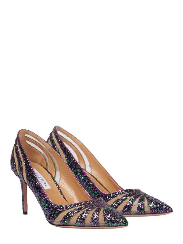 AQUAZZURA Spy 75 Glitter Mesh Pumps - Multicoloured