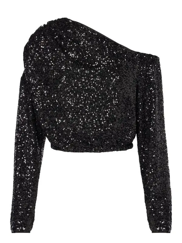 Diane Von Furstenberg Belle Sequined Asymmetric Top - Black
