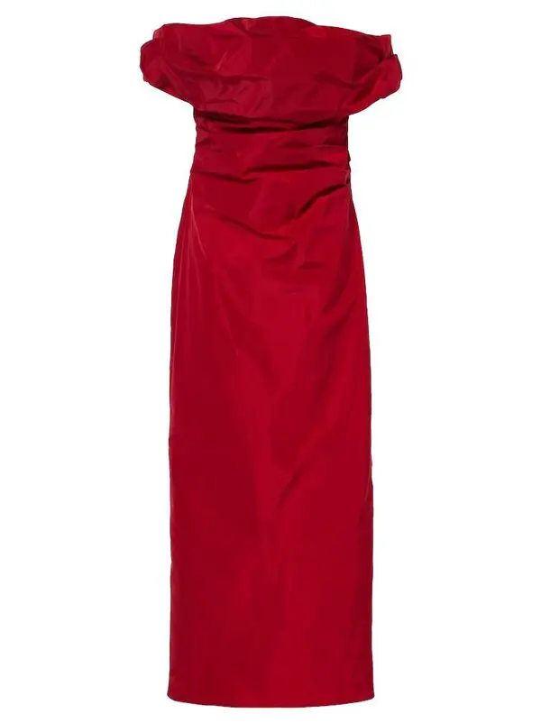 Staud Andrea Taffeta Midi Dress - Red