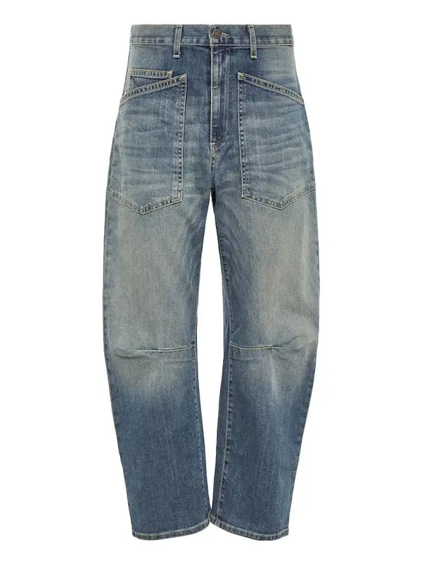 NILI LOTAN Shon High-rise Barrel-leg Jeans In Cream - Blue