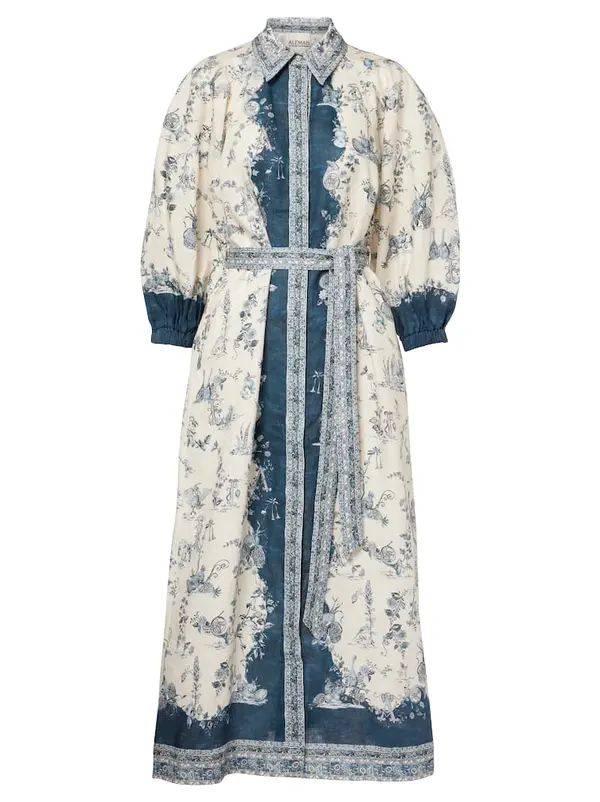 ALEMAIS Alémais Casa Printed Shirt Midi Dress - Neutrals