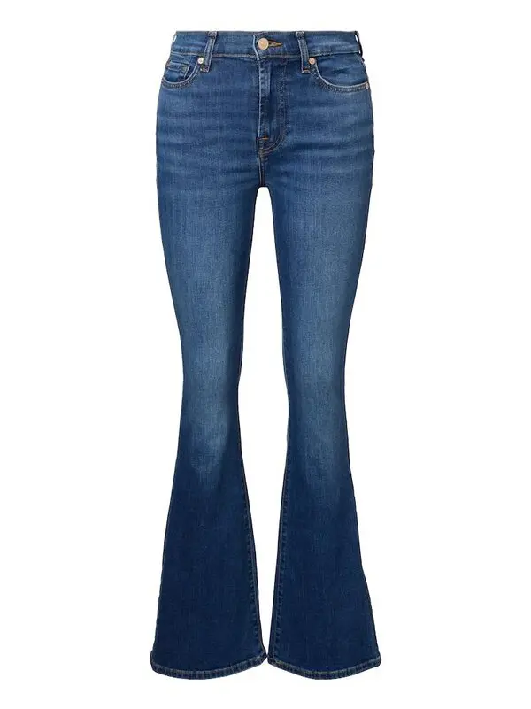 7 For All Mankind Mid-rise Flare Jeans In Chicory Coffee - Blue