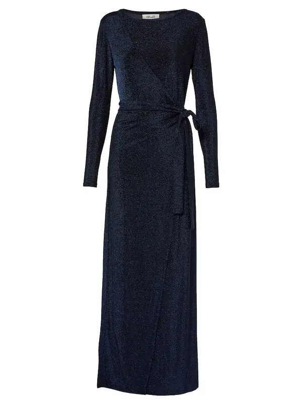 Diane Von Furstenberg Simona Lamé Wrap Dress - Blue