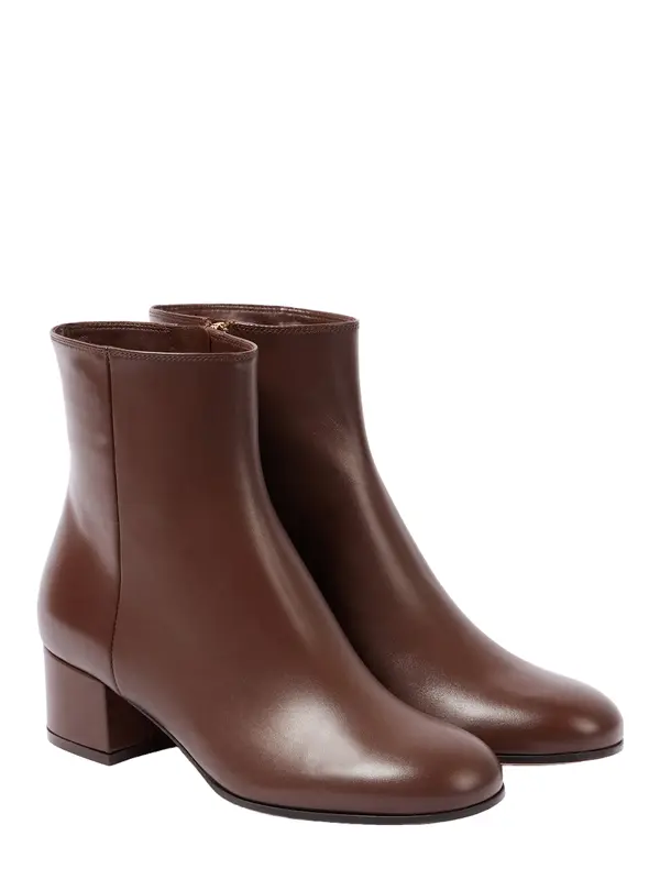 GIANVITO ROSSI Joelle Leather Ankle Boots - Brown